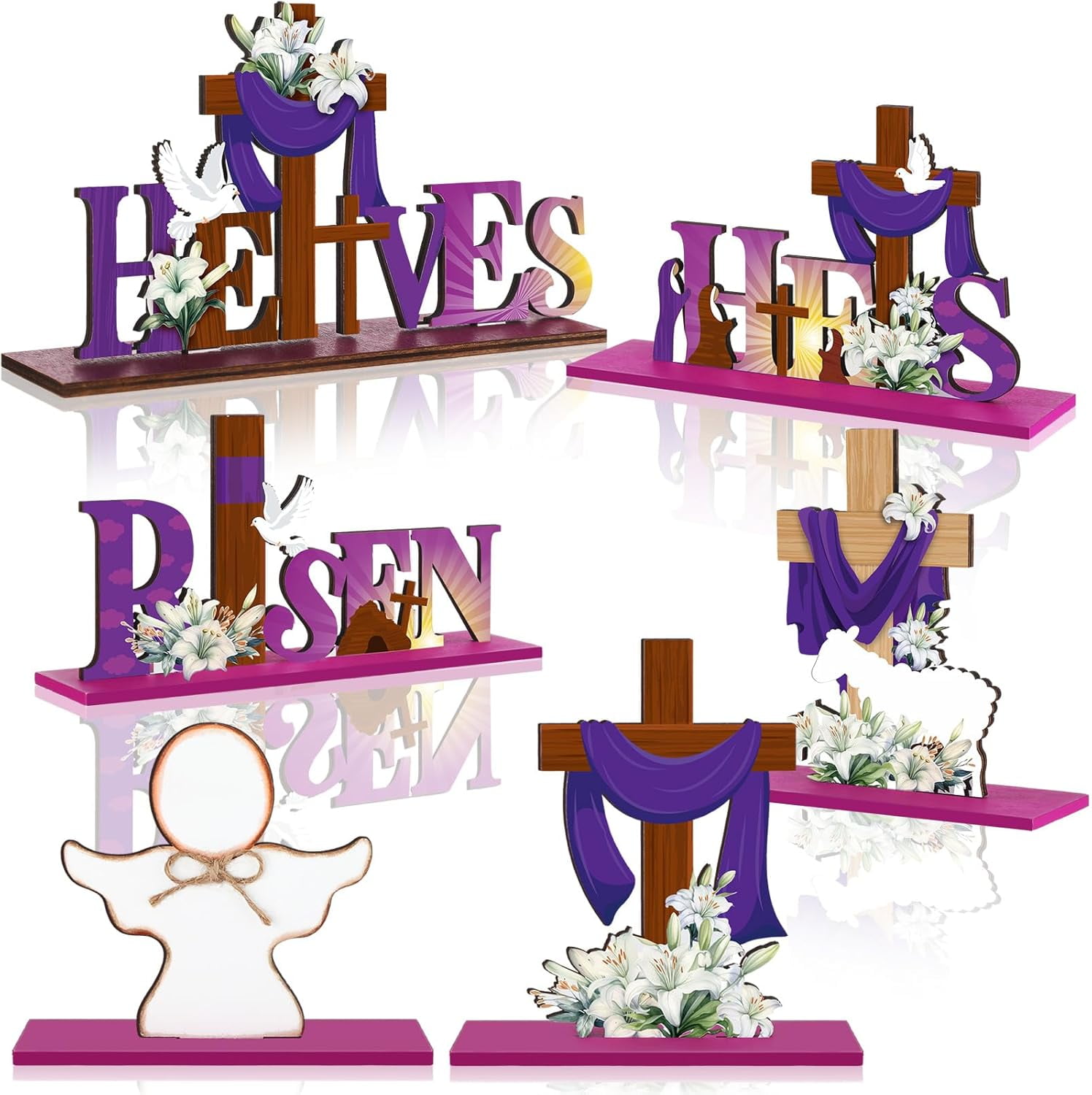 XD4-6 Pcs Easter Table Decorations He Is Risen Tabletop Centerpiece ...