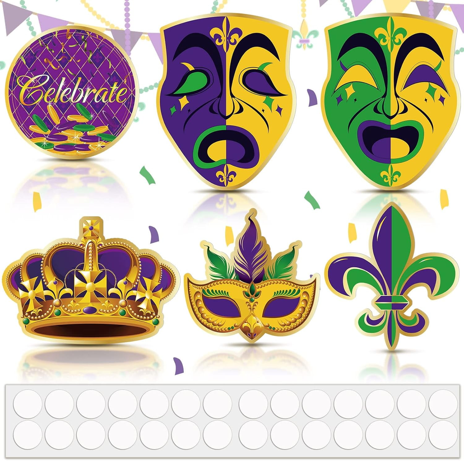 XD4-6 Pcs Large Comedy Tragedy Face Cutouts Mardi Gras Decorations ...