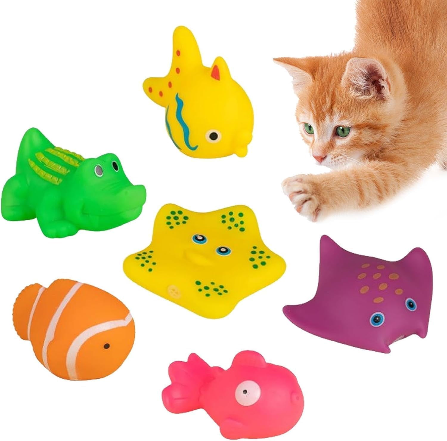 XD4-6 Pcs Pool Cat Interactive Toy, Cat Floating Water Toy, Cat Pool ...