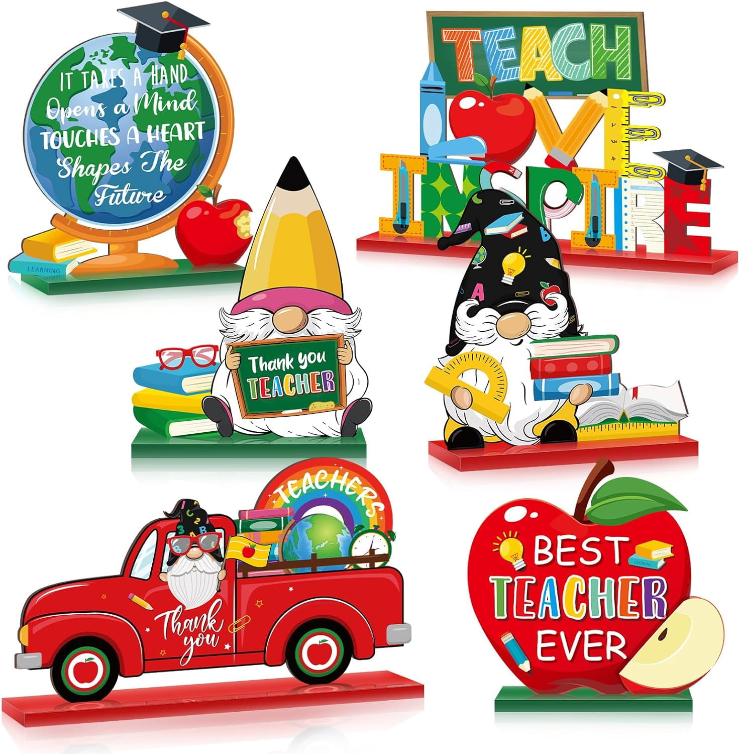 XD4-6 Pcs Teacher Appreciation Table Decorations Gifts Best Teacher ...