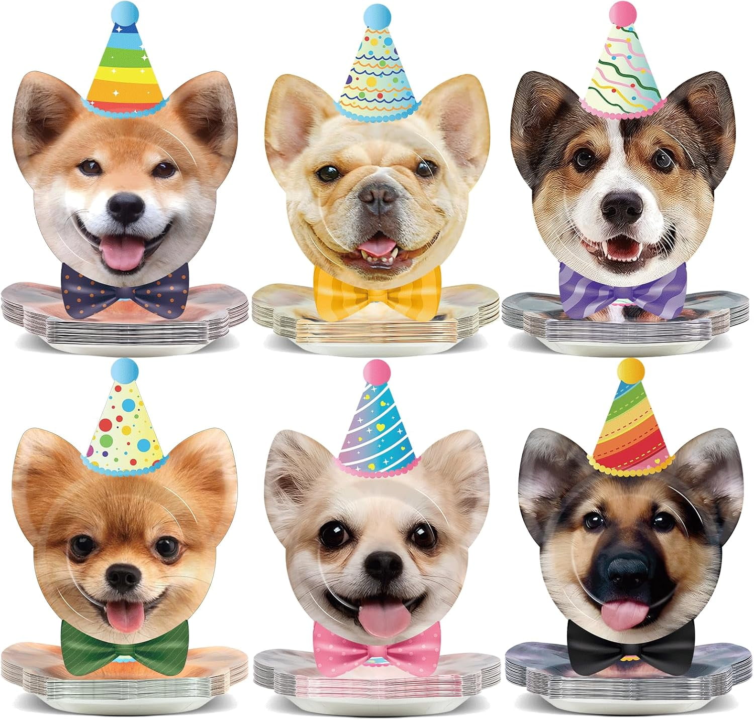 XD4-60Pcs Dog Birthday Party Supplies Puppy Paper Plates Puppy Face ...