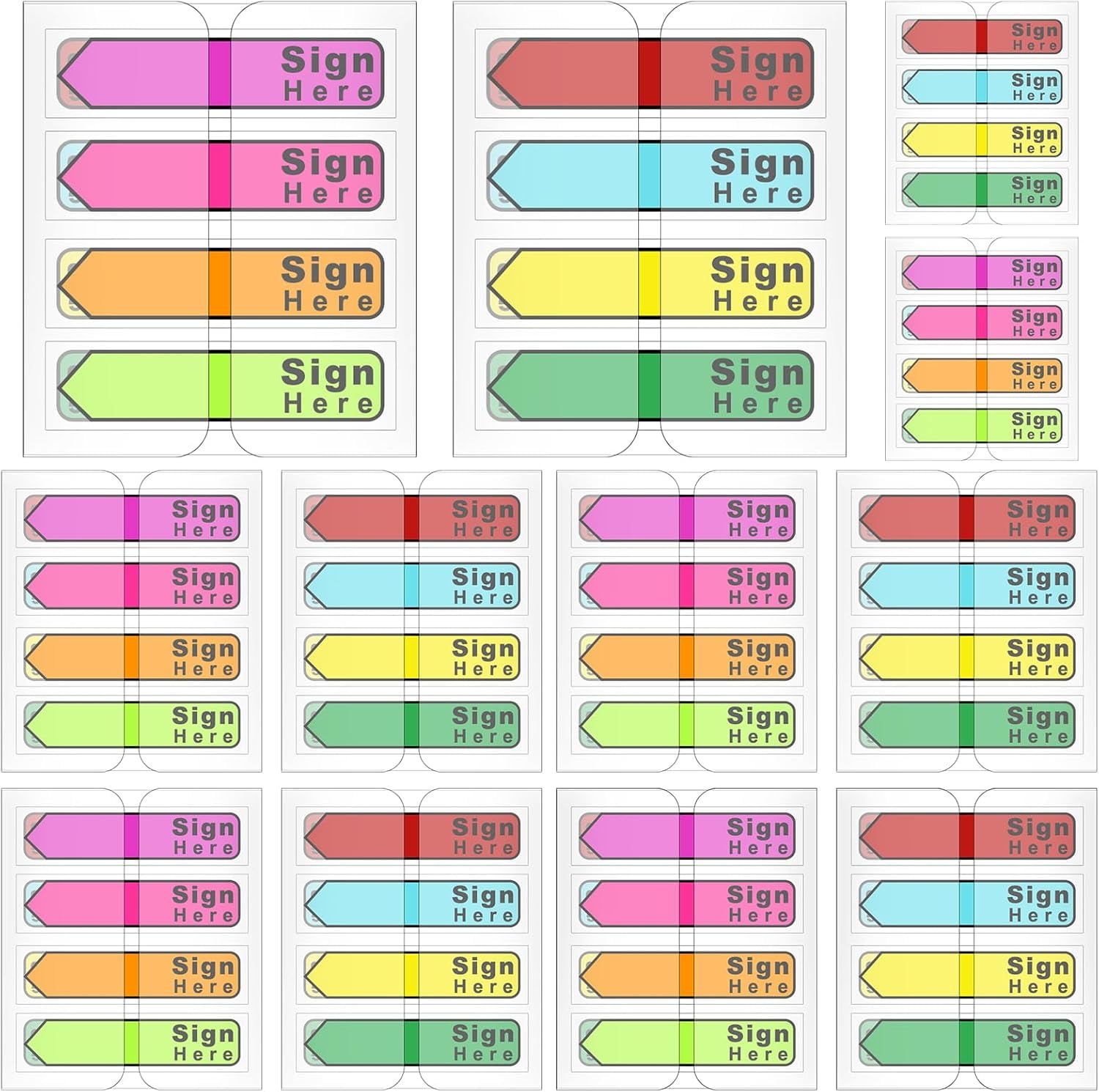 XD4-624Pcs Sign Here Tabs Sign Date Tabs, Sign Here Stickers, 8 Colors ...