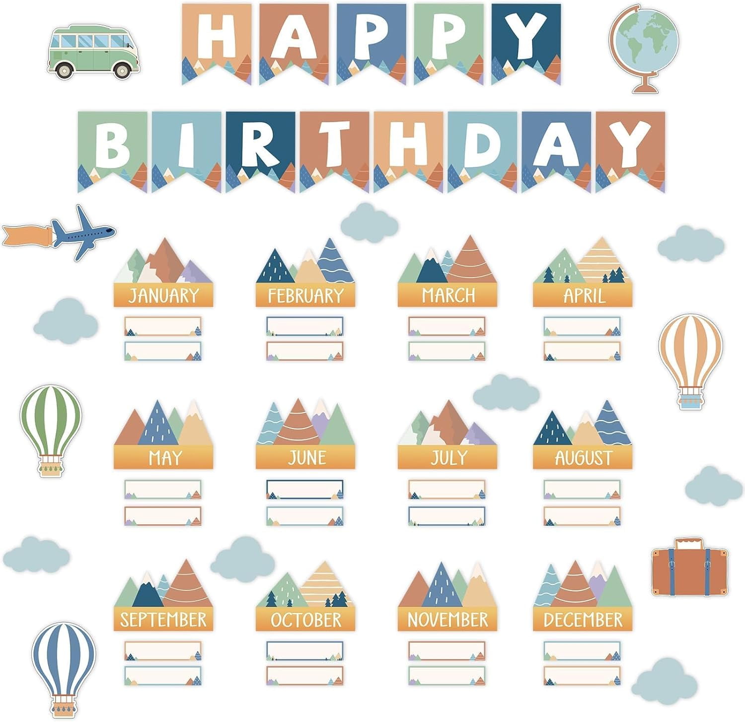 XD4-64-Piece Moving Mountains Happy Birthday Bulletin Board Set ...