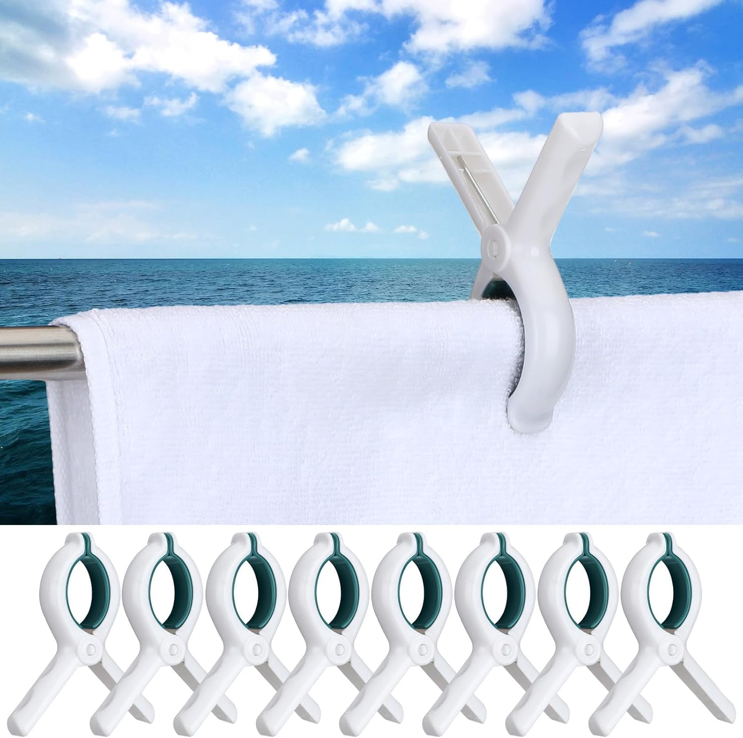 XD4-8 Pack Marine Boat Rail Towel Clips Storm Proof Large Clips Pontoon ...