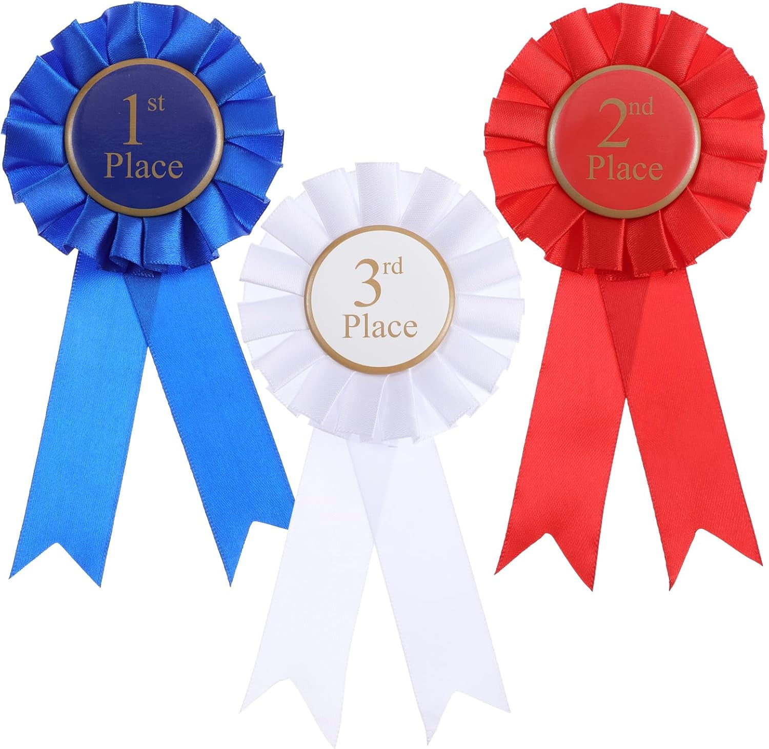 XD4-Award Ribbon Rosette Set 1st 2nd 3rd Place Medals Blue Red White ...