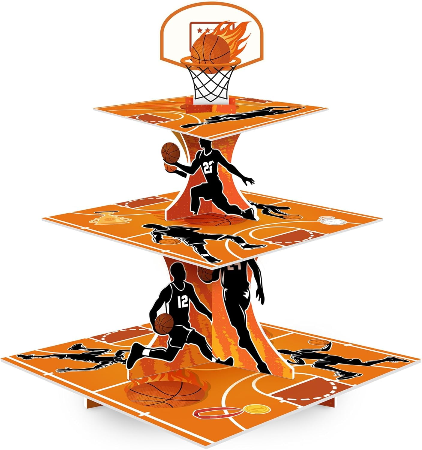 XD4-Basketball Cupcake Stand, 3 Tier Basketball Party Decorations ...