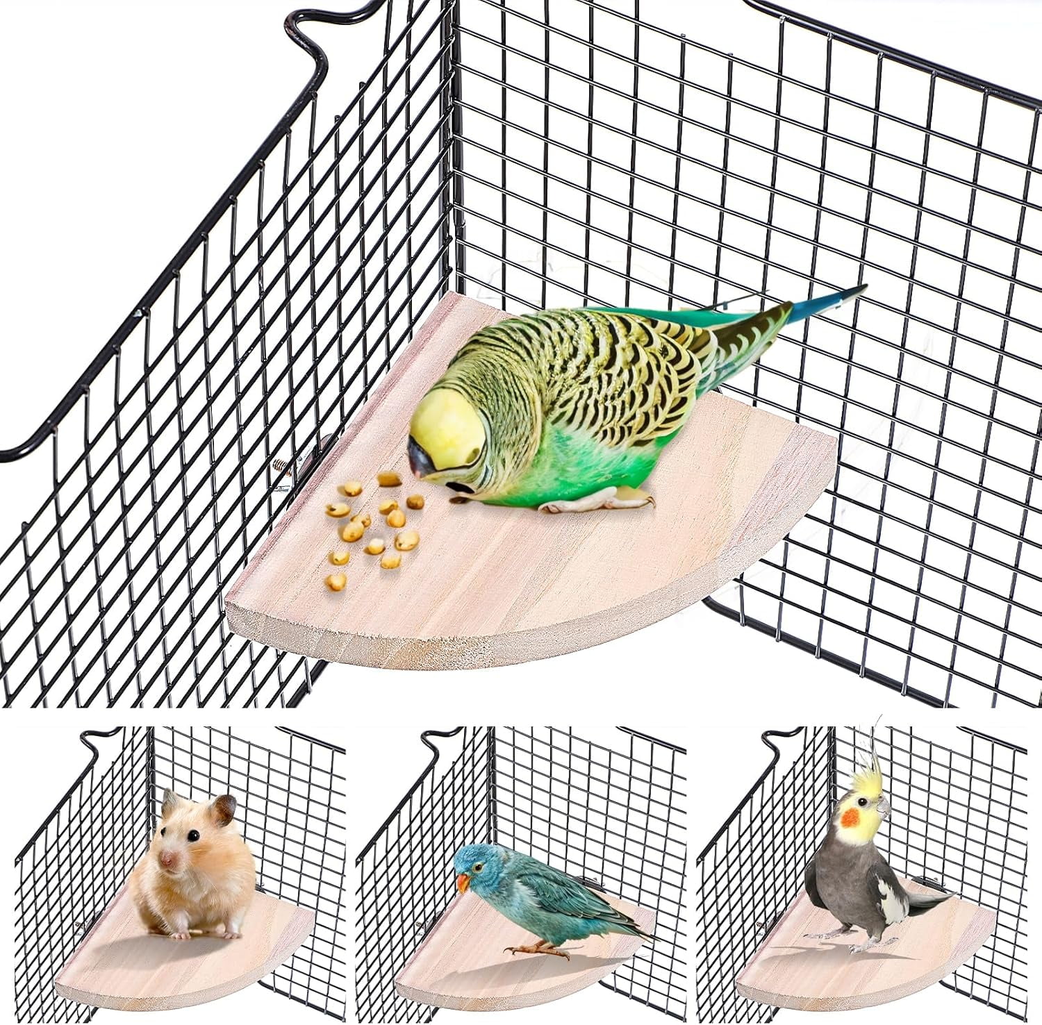 XD4-Bird Perch Platform Stand, Bird Corner Parrot Perch Corner, Wood ...