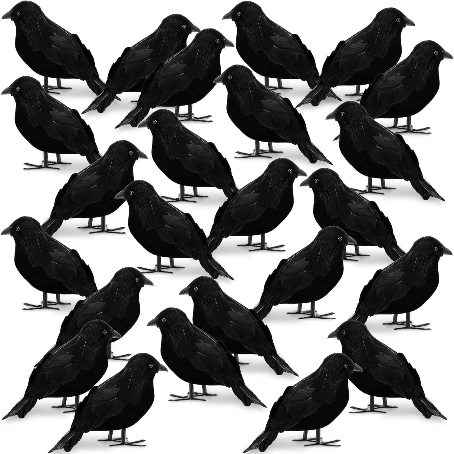 XD4-Black Fake Crows Halloween Feathered Crows Decor Realistic Raven ...