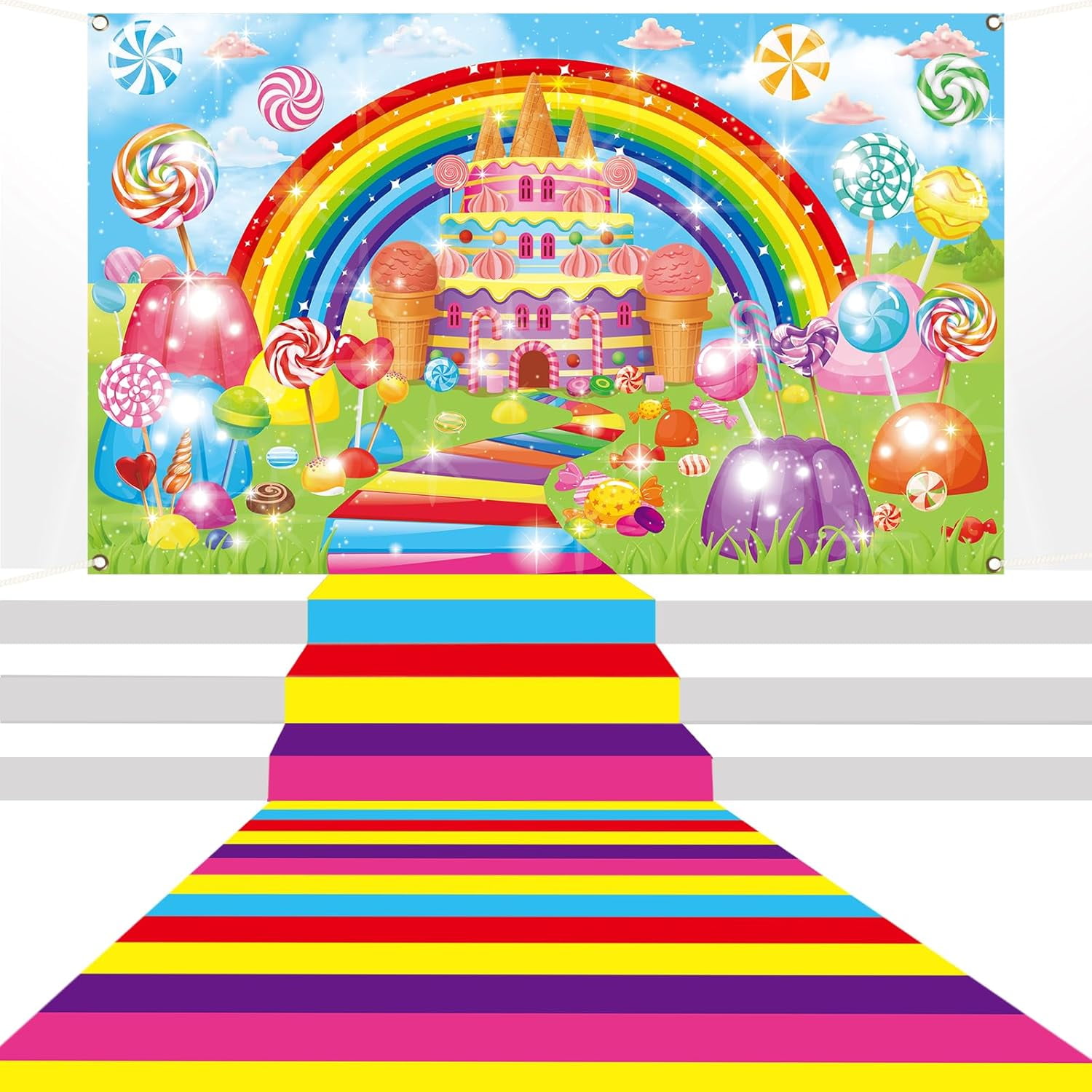 XD4-Candyland Party Decorations Colorful Polyester Carpet Runner ...