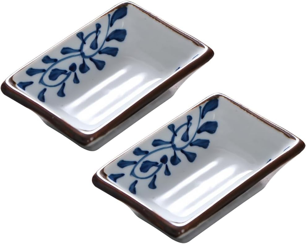 XD4-Ceramic Soy Sauce Dish, 2 Pack Rectangular Side Dishes, Small ...