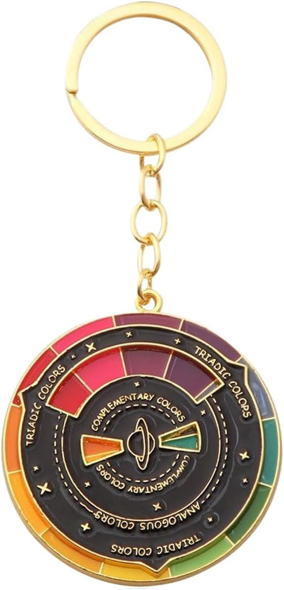 XD4-Color Wheel Keychain, Spinning Color Compass Metal Keyring Creative ...