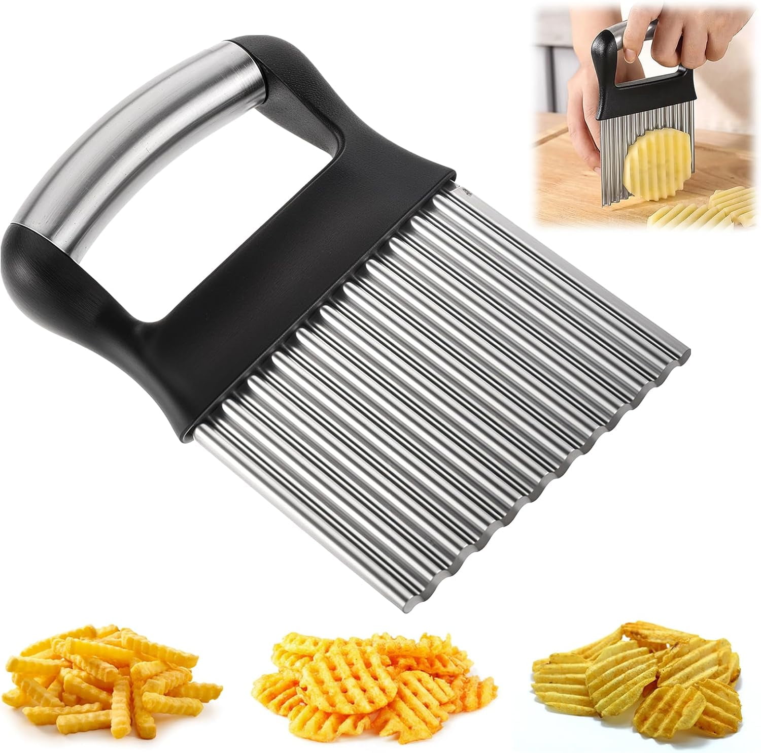 XD4-Crinkle Cutter Wavy French Fry Cutter Stainless Steel Veggies ...