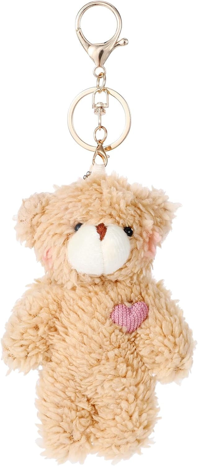 XD4-Cute Plush Keychain, Kawaii Bear Bag Charm for Handbags, 8'' Stuffed Brown Teddy Bear ...