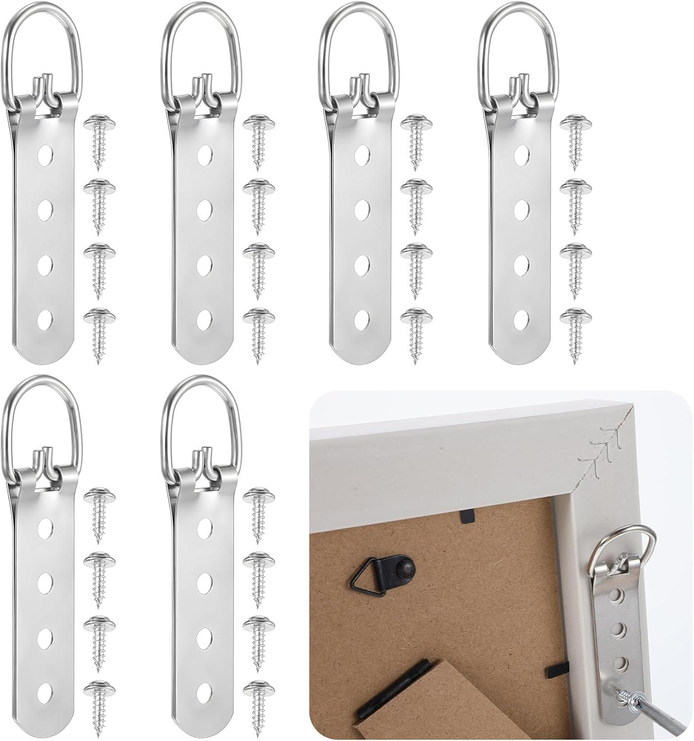 XD4-D-Ring Picture Hangers, 6Packs Super Heavy Duty Picture Hangers ...