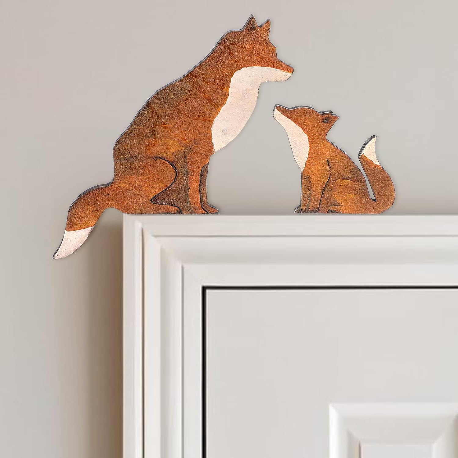 XD4-ElevateTech Wooden Fox Door Topper Home Decor Cute Foxes Shape ...