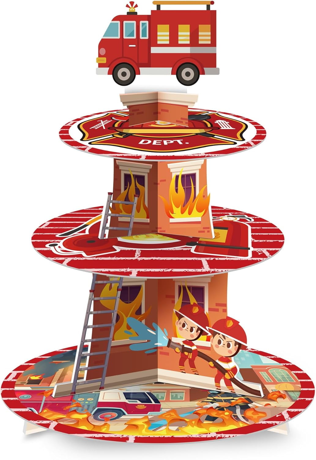 XD4-Firefighter Party Decoration Cupcake Stand, Firefighter Birthday ...