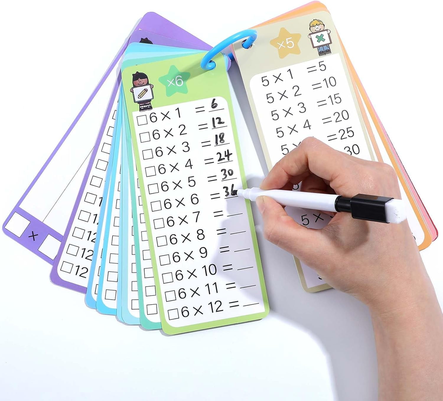 XD4-Flash Cards Multiplication, 0-12 with 2 Dry Erase Pens Educational ...