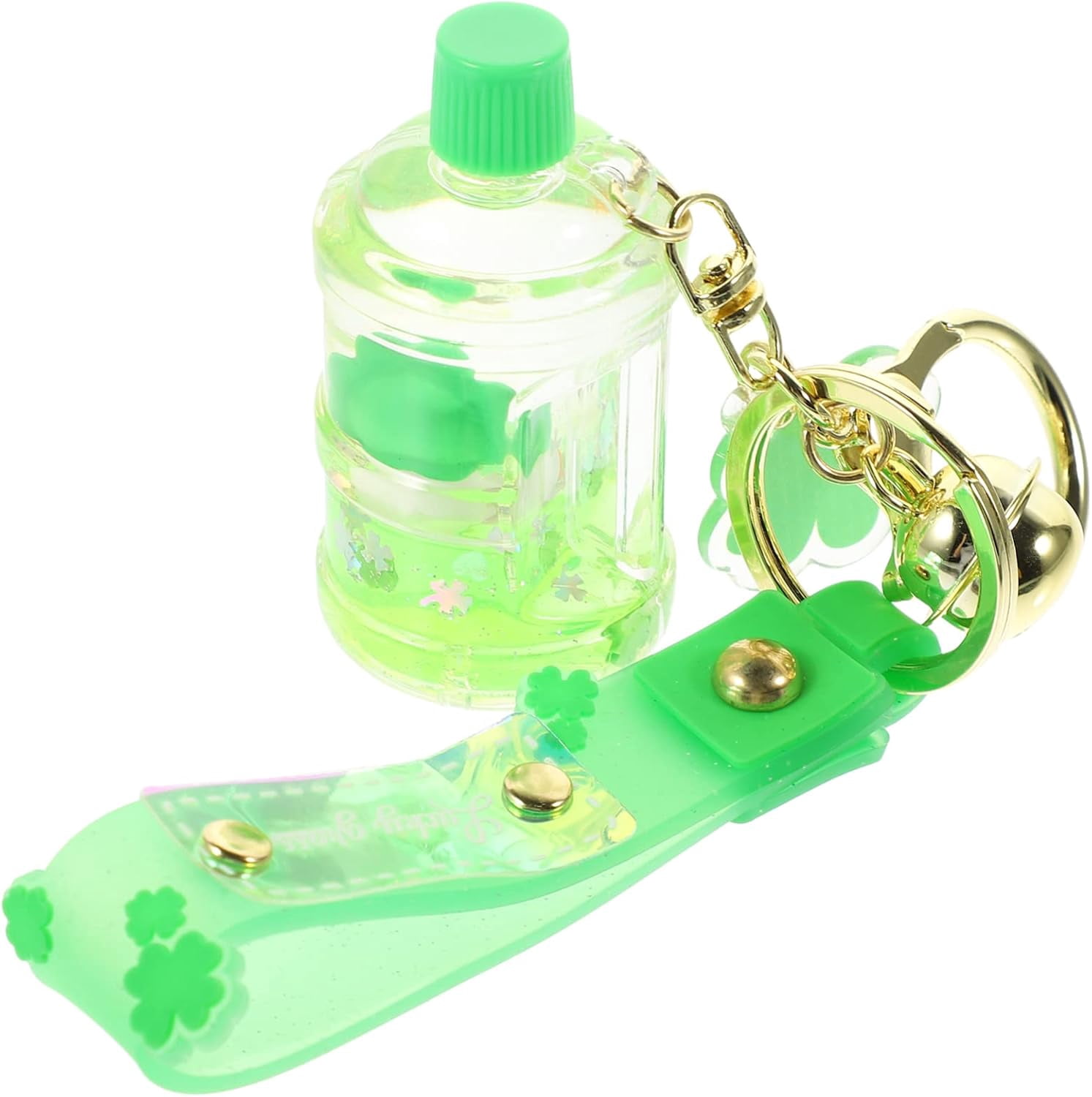 XD4-Four-Leaf Clover Liquid Keychain Cute Floating Duck Bottle Keychain ...