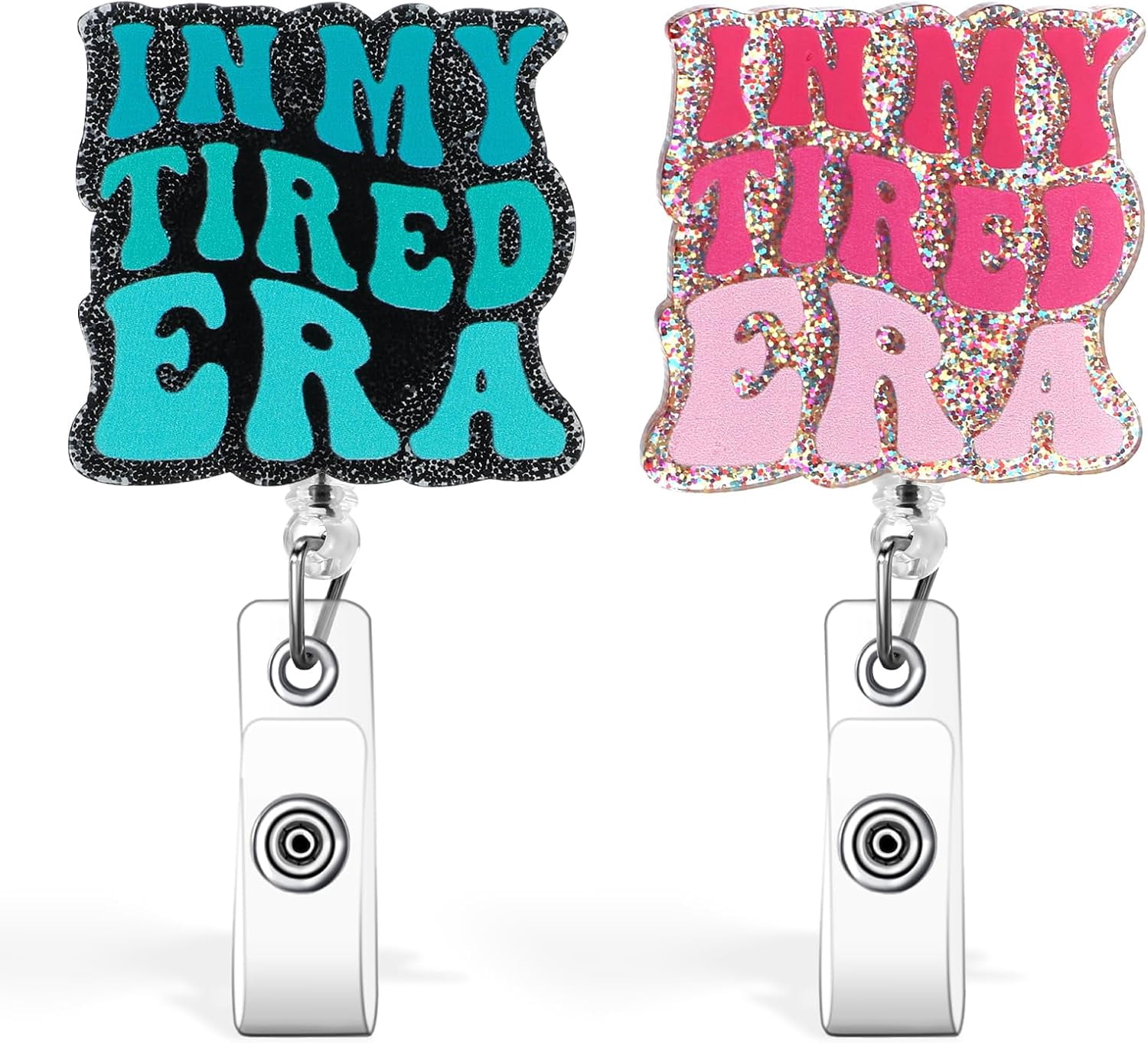 XD4-Funny Badge Reel Retractable in My Tired Era Nurse Badge Alligator ...