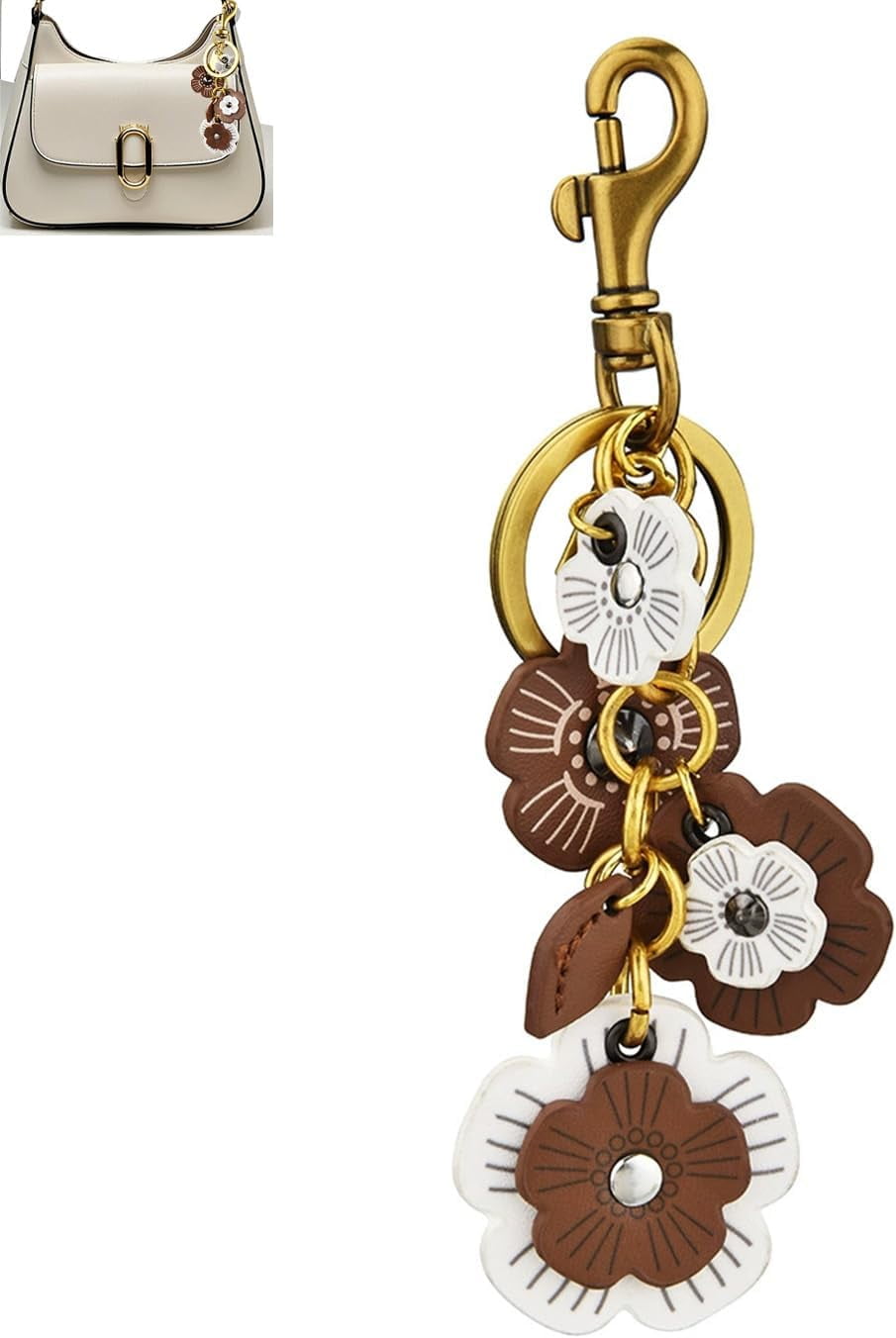 XD4-Genuine Leather Flower Pendant Decorative Keyring Cute Leather ...