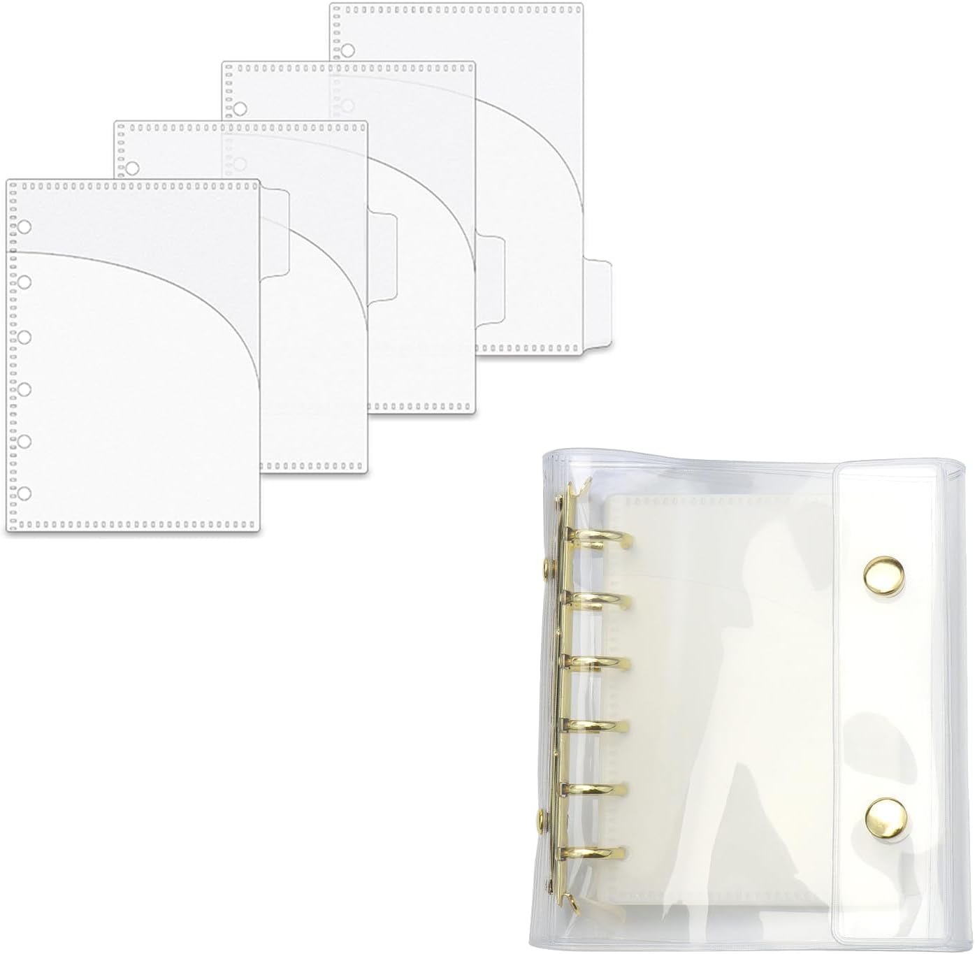 XD4-Gold A7 Binder 4 Divider Pockets Binder Inserts Set Clear Snap ...