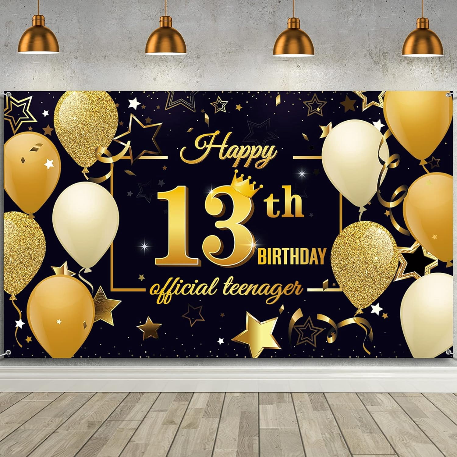 XD4-Happy 13th Birthday Backdrop Banner 13 Years Old Birthday Party ...