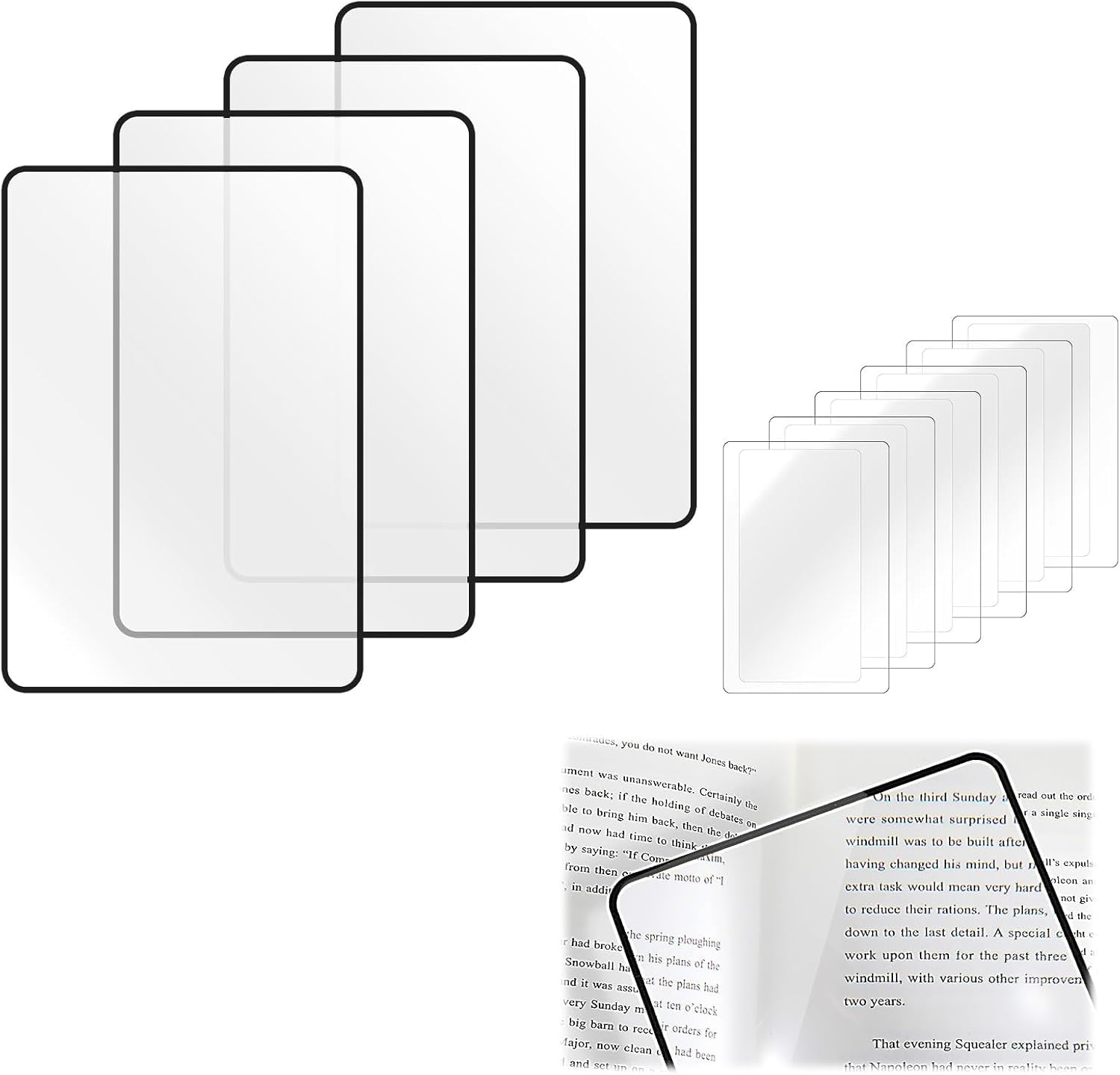 XD4-Magnifying Glass for Reading Books, 4Pcs Large Size and 6Pcs Mini ...