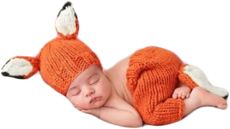 XD4-Newborn Baby Photoshoot Outfits Fox Hat Pants Newborn Boy ...