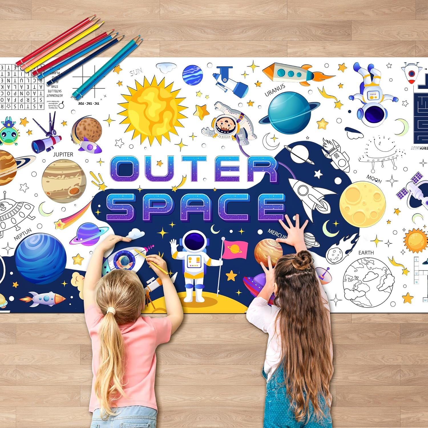 XD4-Outer Space Coloring Poster, 70.8''x31.4'' Space Large Coloring ...