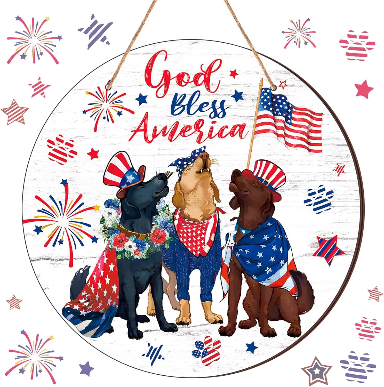 XD4-Patriotic Decorations 4th of July Labrador Dog Door Sign Memorial ...