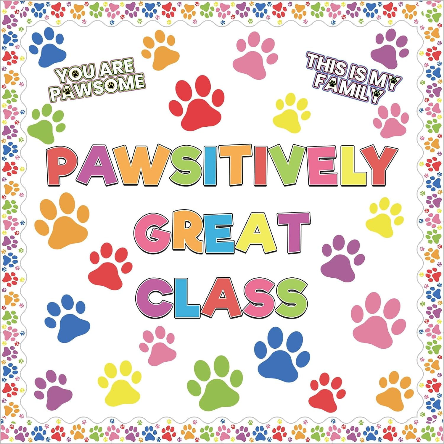 XD4-Paw Prints Bulletin Board Classroom Decorations Dog Paw Print ...