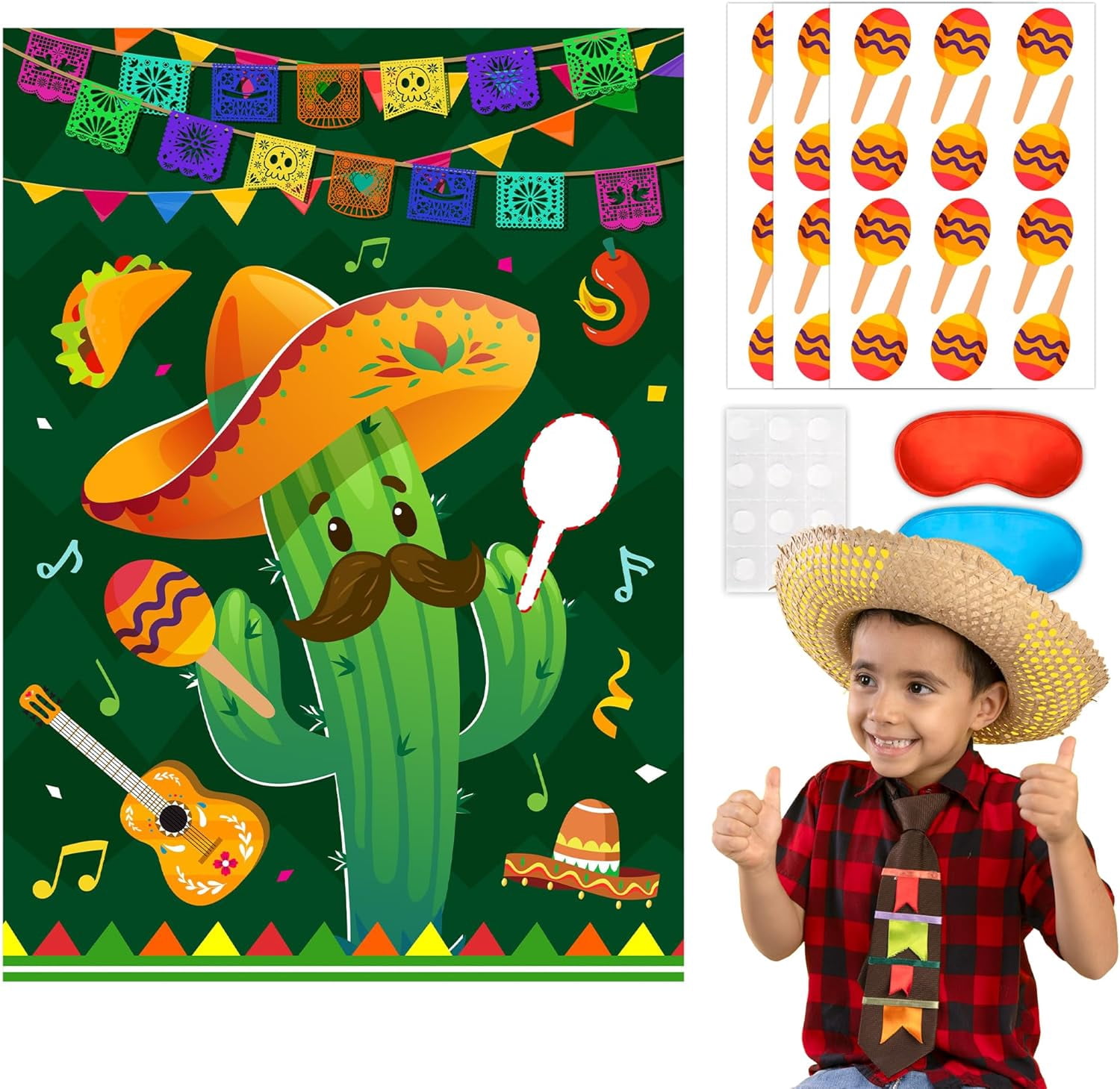 XD4-Pin The Maracas on The Cactus Mexican Games, 7 Pcs Mexican Party ...