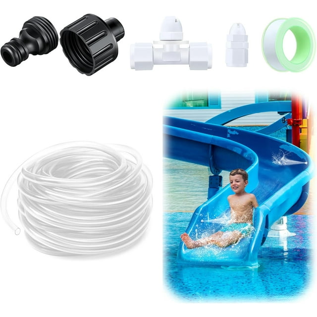 XD4-Pool Slide Water Tubing Kit, 19.7FT Pool Water Slide Tube with 2 ...
