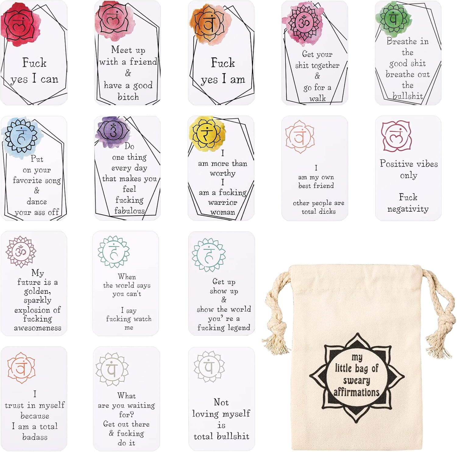 XD4-Positive Affirmation Cards, 16 Pieces, White, Self-Care Gift ...