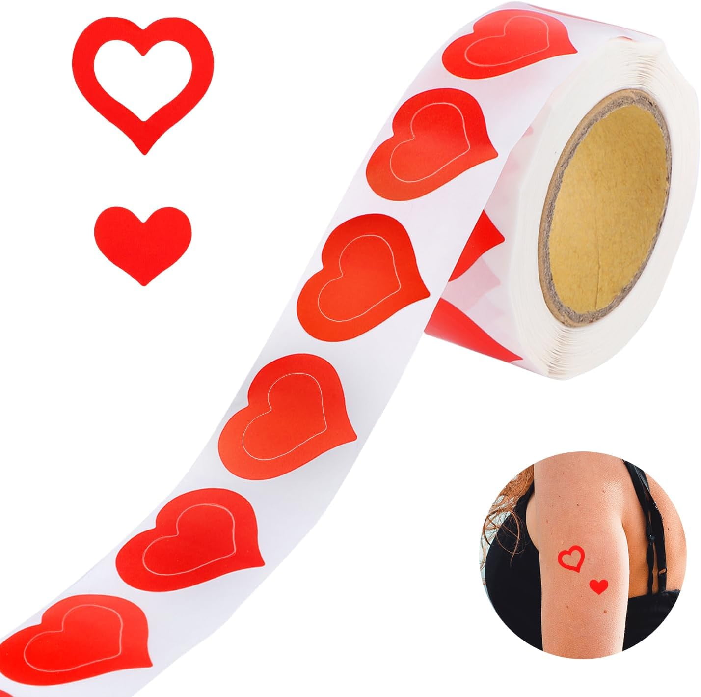 XD4-Roll of 500pcs Tanning Stickers, 1.5 inch Heart Shaped Body ...