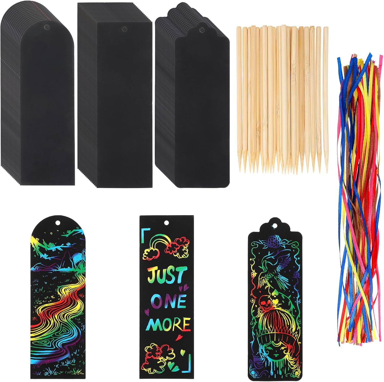 XD4-Scratch Bookmarks, 48 Set Scratch Paper Art Bookmarks Craft Kits ...