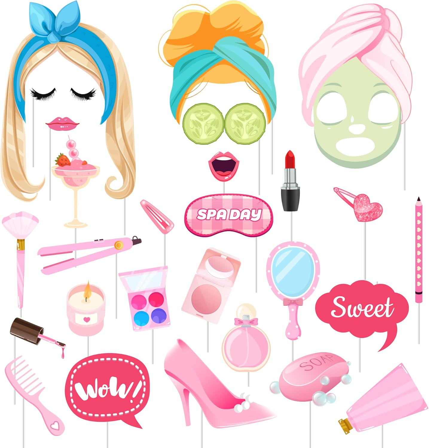 XD4-Spa Photo Booth Props, 26 Pcs Spa Day Photo Booth Props, Spa Party ...