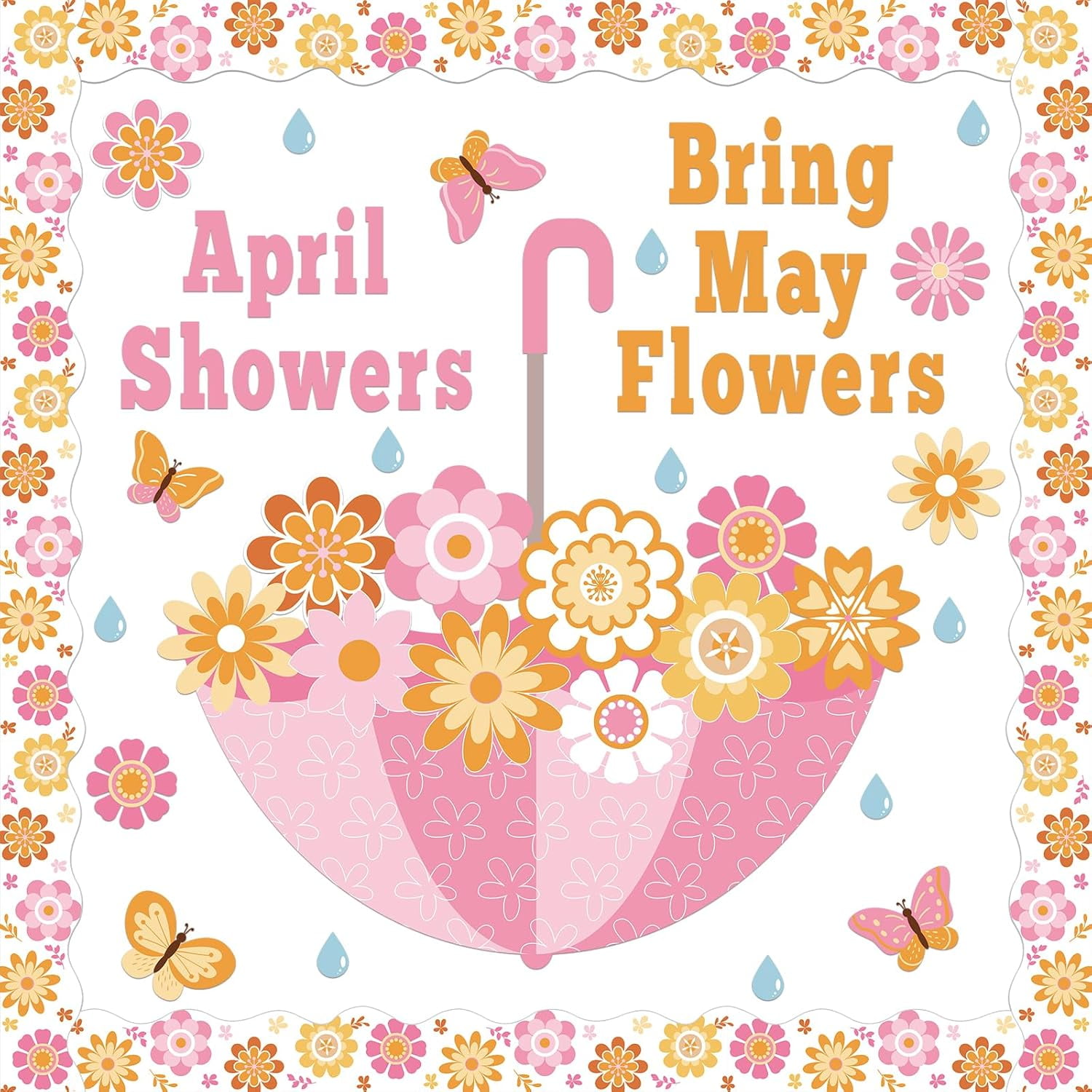 XD4-Spring Classroom Bulletin Board Decorations April Showers Bring May ...
