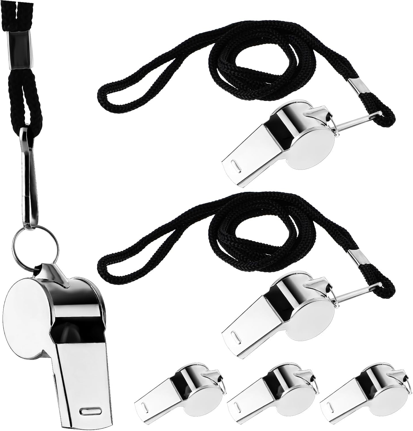 XD4-Stainless Steel Whistle with Lanyard, 6 Pack Metal Sports Whistles ...