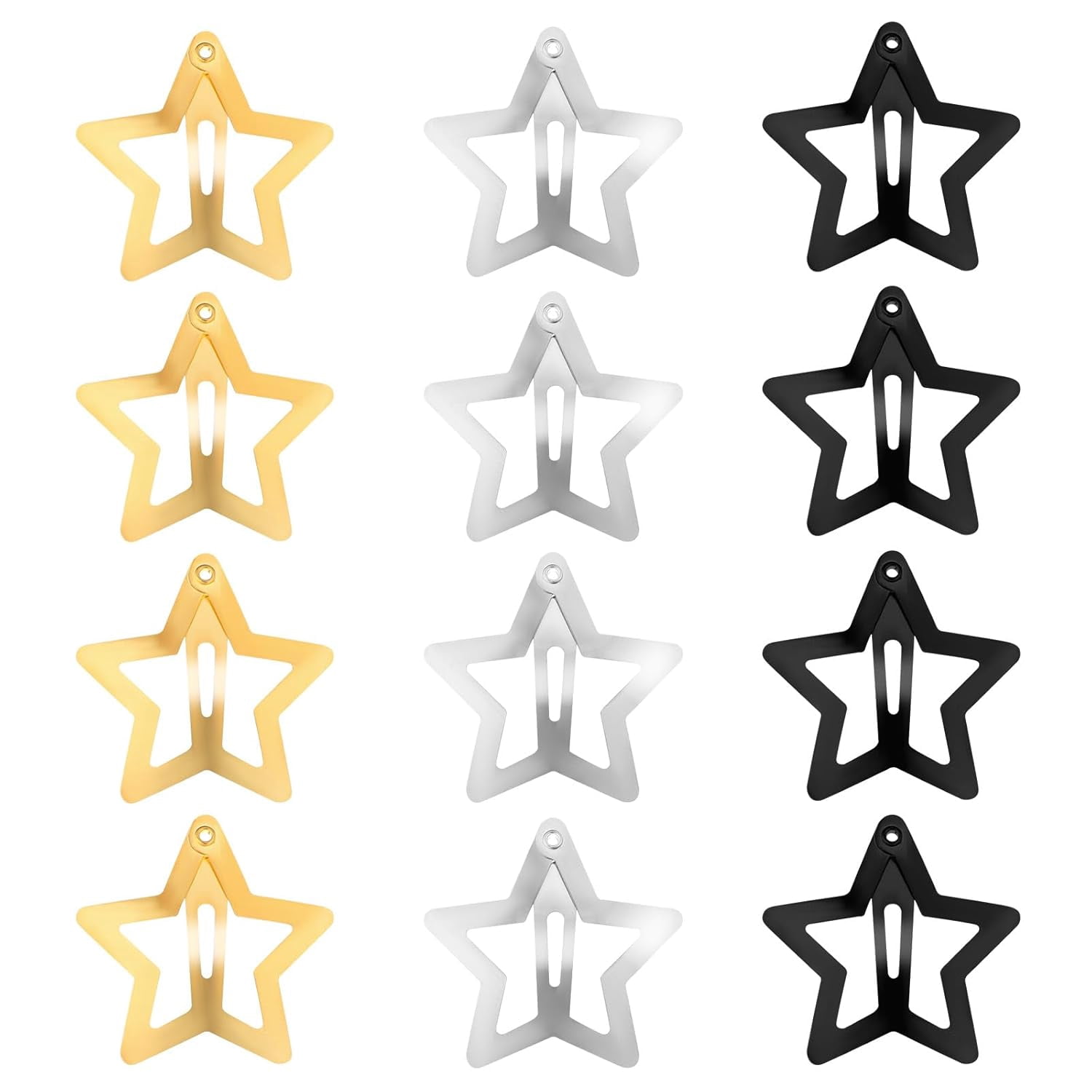 XD4-Star Hair Clips, 1.6" Cute Star Snap Barrettes, Rave Star Headpiece ...
