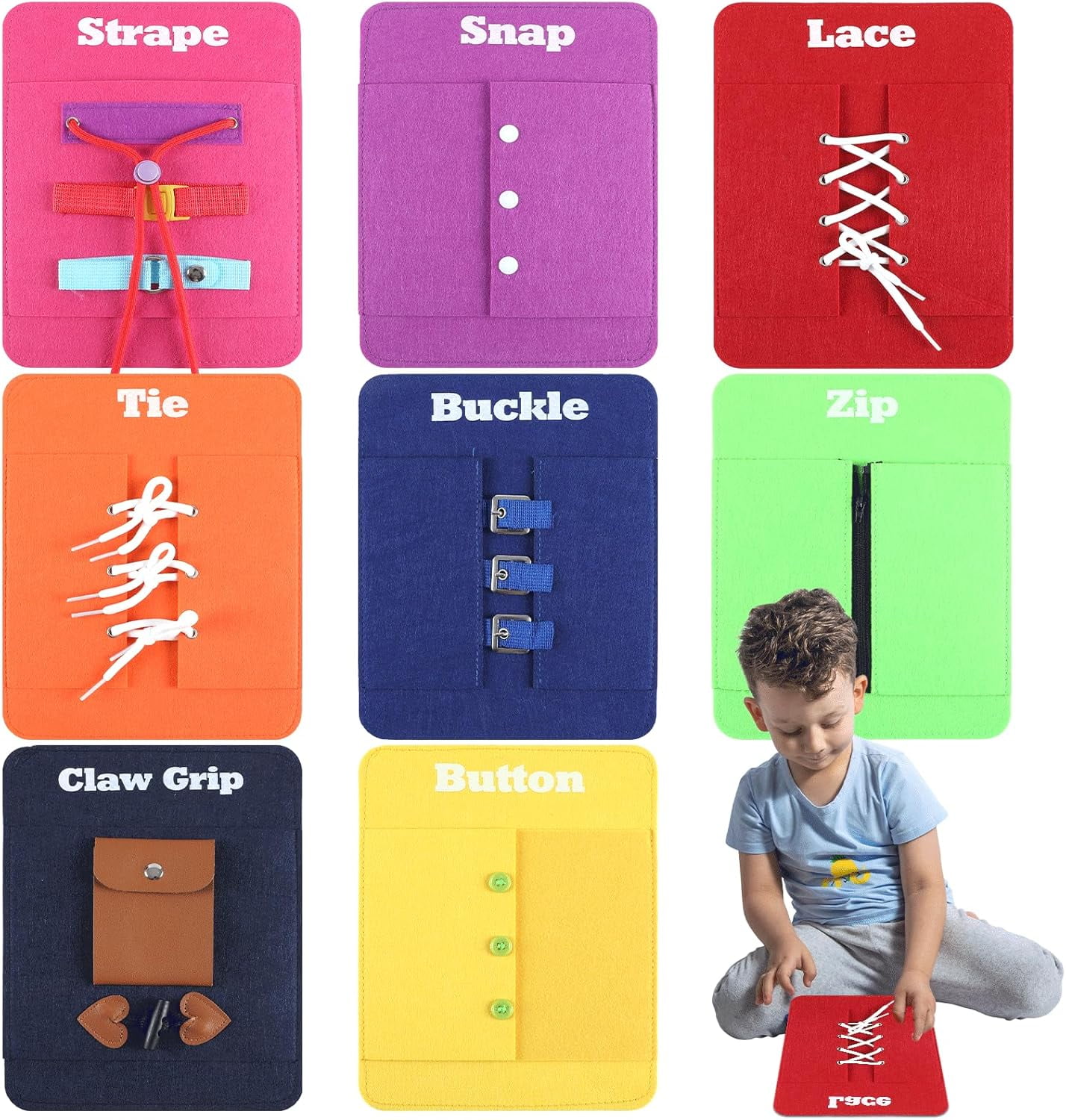XD4-Toddlers Montessori Busy Board for Kids Early Learning Basic Life ...