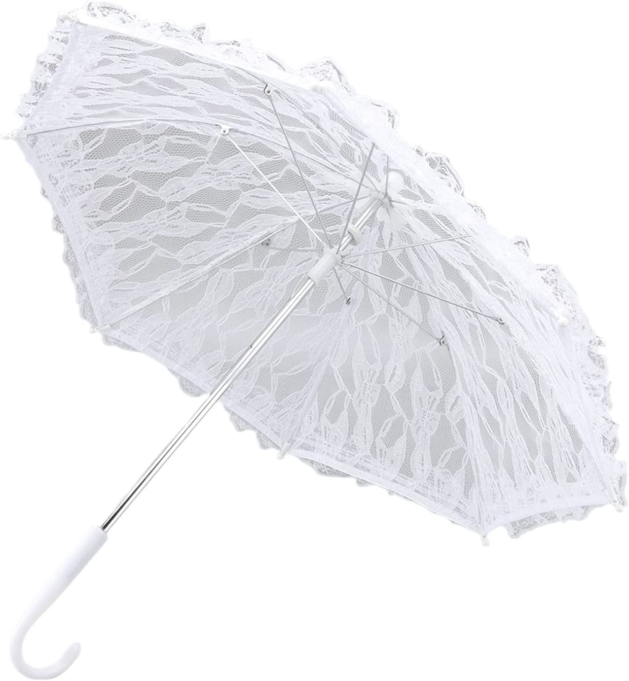 XD4-White Lace Parasol Umbrella, J Handle Elegant Bridal Vintage Prop ...