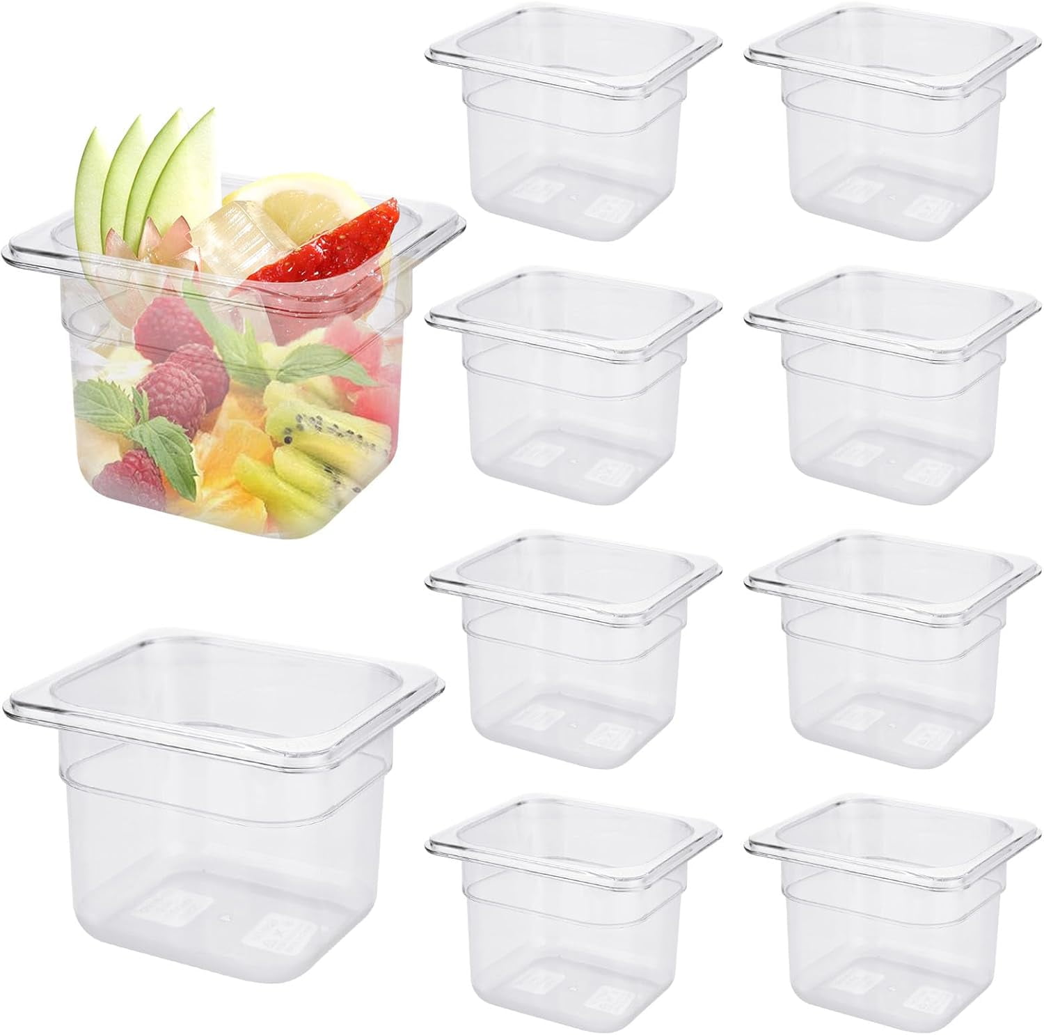 XD5-10 PCS Plastic Clear Food Pans 1/6 Size 4 Inch Deep Commercial ...