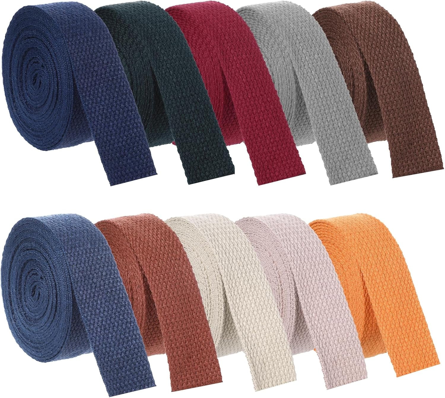 XD5-10 Rolls Cotton Webbing 32.8 Yards 1 Inch Mixed Polyester Cotton ...
