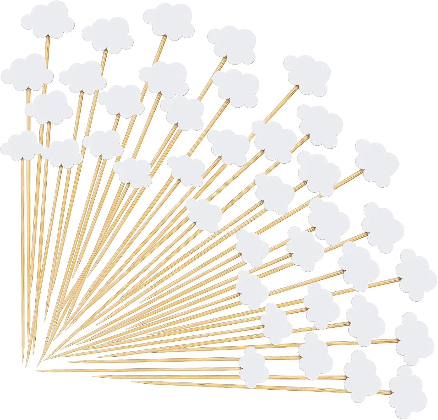 XD5-100 Pcs White Cloud Cocktail Picks Cupcake Toppers Baby Shower Food ...
