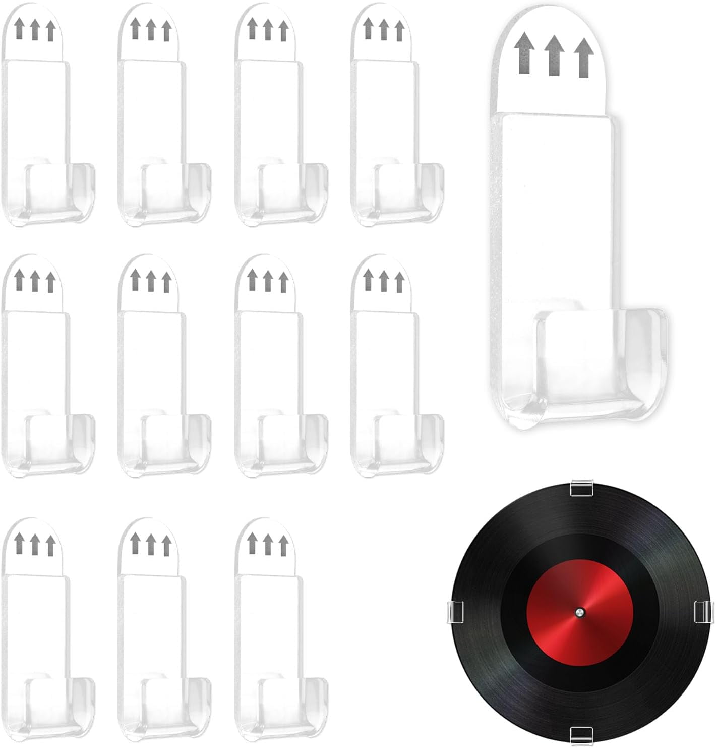 XD5-12 Pieces Acrylic Vinyl Record Wall Mount with Adhesive Tape, No ...