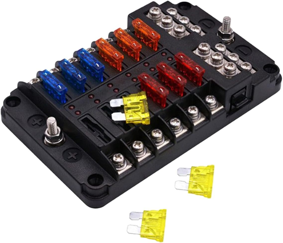 XD5-12 Way Fuse Block Blade Fuse Box, Marine Fuse Box Holder with ...
