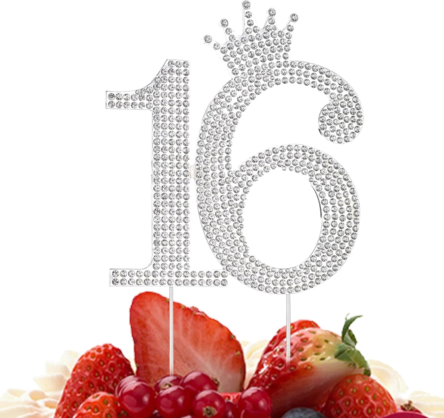 XD5-16 Cake Topper, Alloy Number 16 Birthday Cake Topper Crystal Happy ...