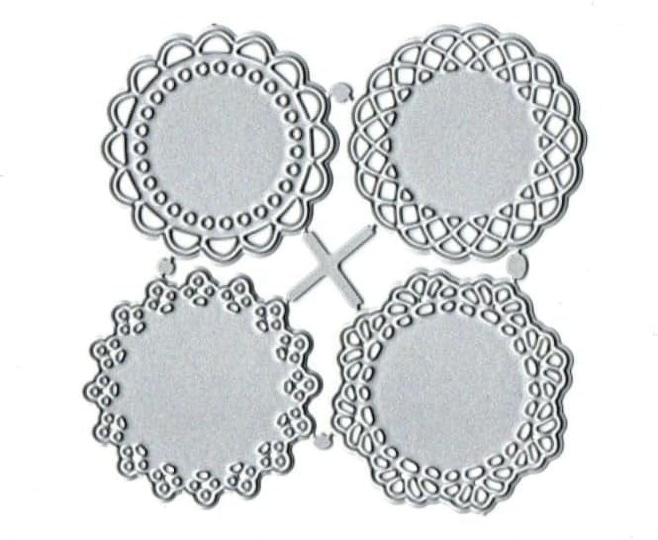 XD5-1Pc Silver Metal Die Cuts Set Include 4 Different Patterns Round ...