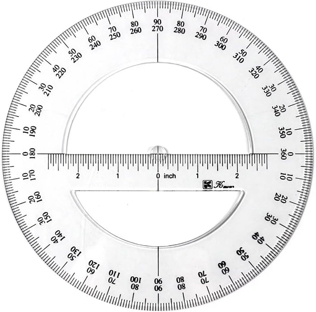 XD5-1Pc White 360 Degree Protractor Round Ruler Gauge Angular Drafting Tools Circle Protractor ...